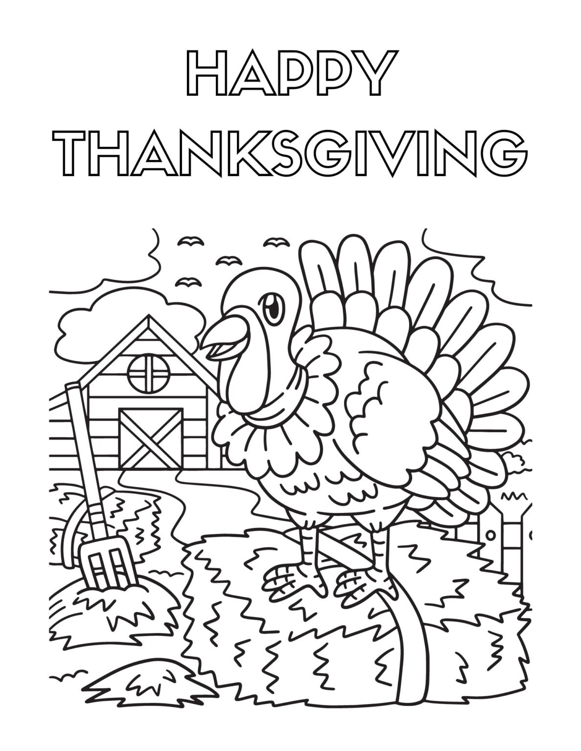 Happy Thanksgiving Coloring Pages for Kids - Free Printable Pack