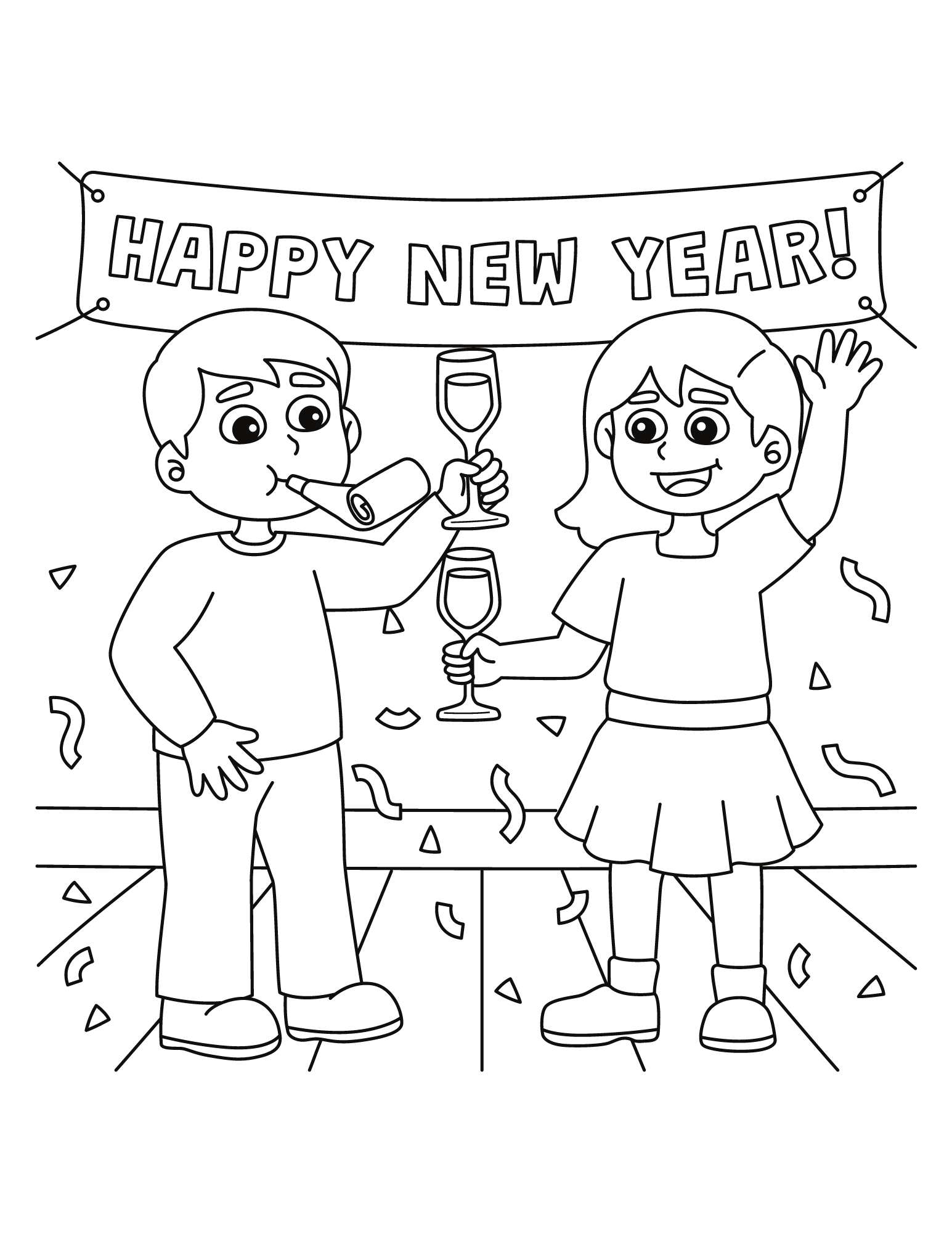 Free Printable Happy New Year Coloring Pages for Kids