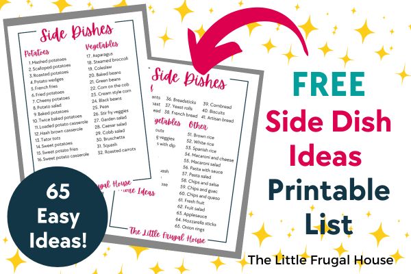 Free Side Dish Ideas Printable List (65 Quick & Easy Side Dishes!)